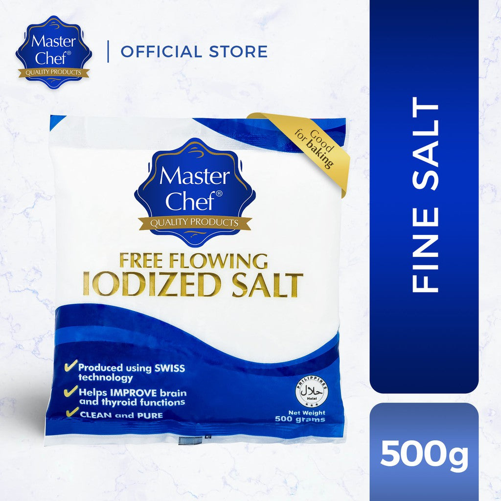 Master Chef Fine Iodized Salt 500g (99.9% Purity, Never Hardens, Free